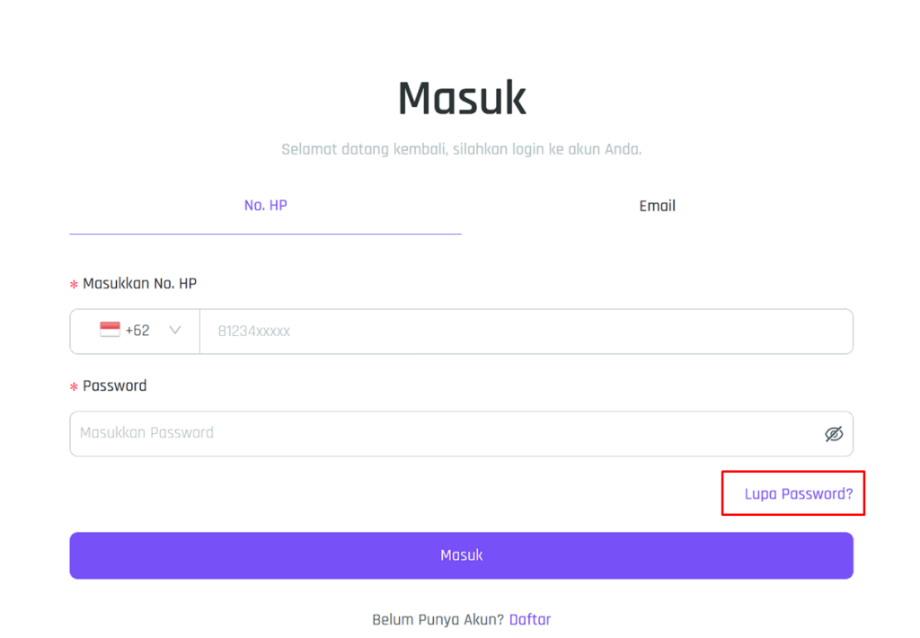 Lupa Password Mitra - Pusat Bantuan VCGamers