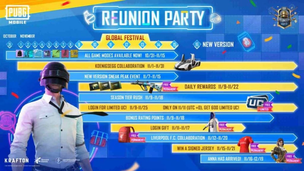 PUBG Mobile Reunion Party: Complete List of Events, Daily Rewards, and ...