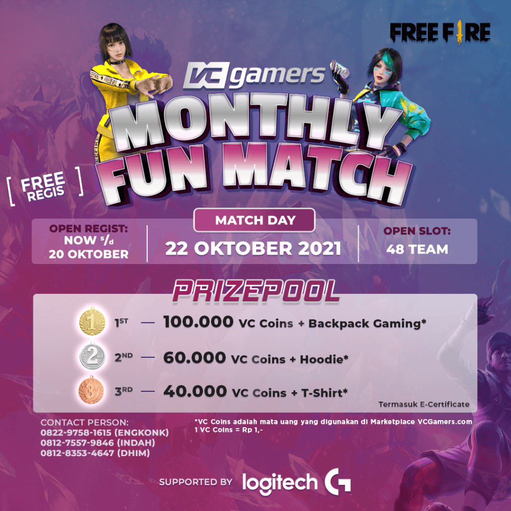 VCGamers x Logitech G - Monthly Fun Match FF, MLBB, & PUBGM 2021