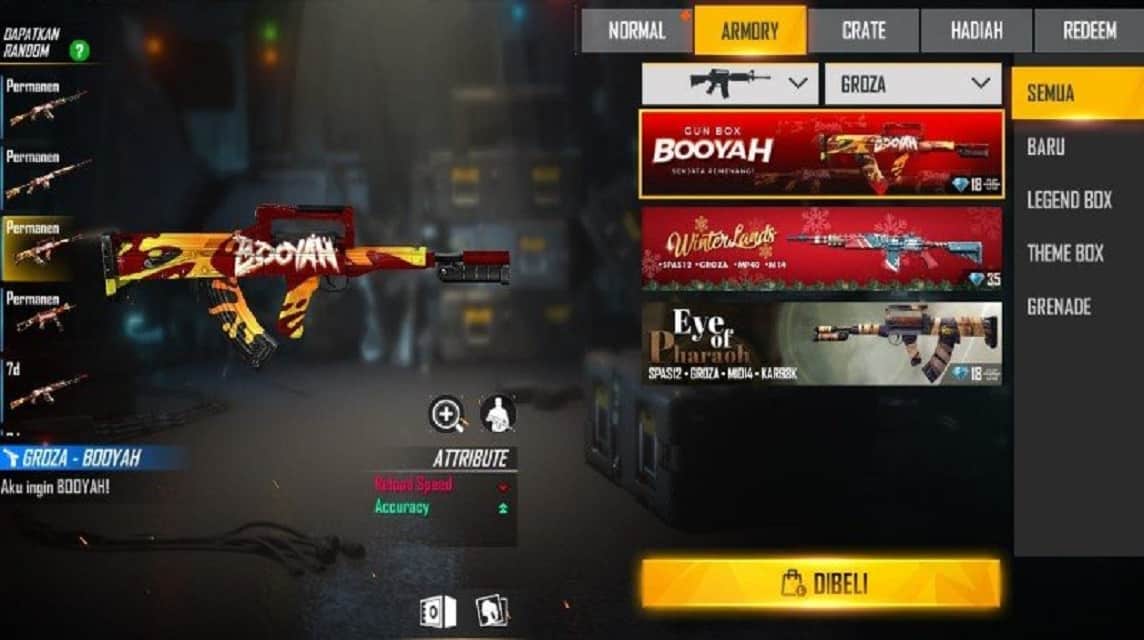 5 Skin Groza Terbaik di Free Fire, Bikin Ngiler Nih!