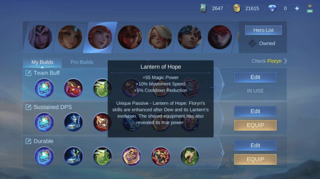 Floryn MLBB Pain Support Build for December 2022