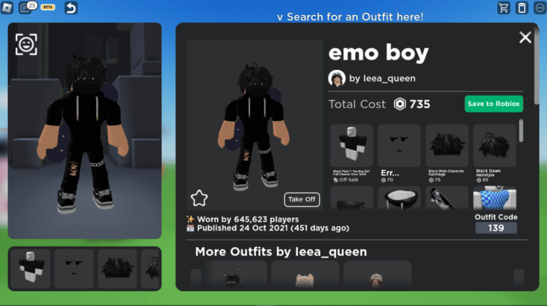 Rekomendasi Pakaian Emo untuk Avatar Roblox 2023
