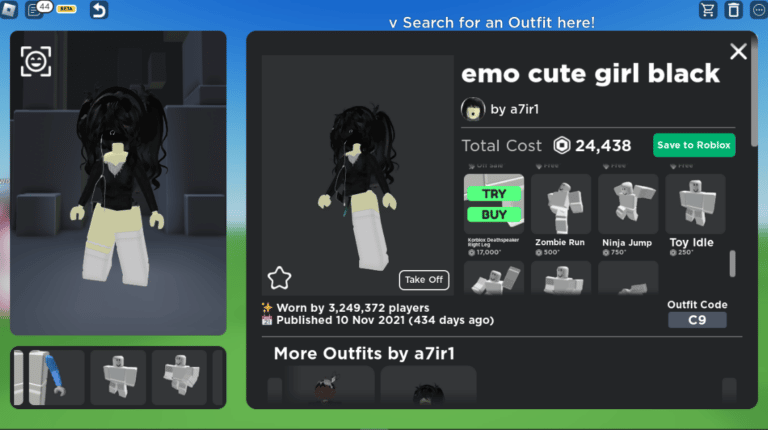Rekomendasi Pakaian Emo untuk Avatar Roblox 2023