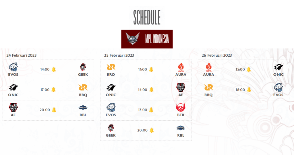 MPL ID Season 11 Week 2 Schedule, There's El Clasico Match!