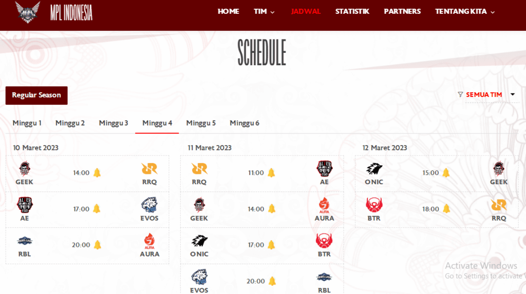 Jadwal Lengkap MPL ID Season 11 Minggu Keempat