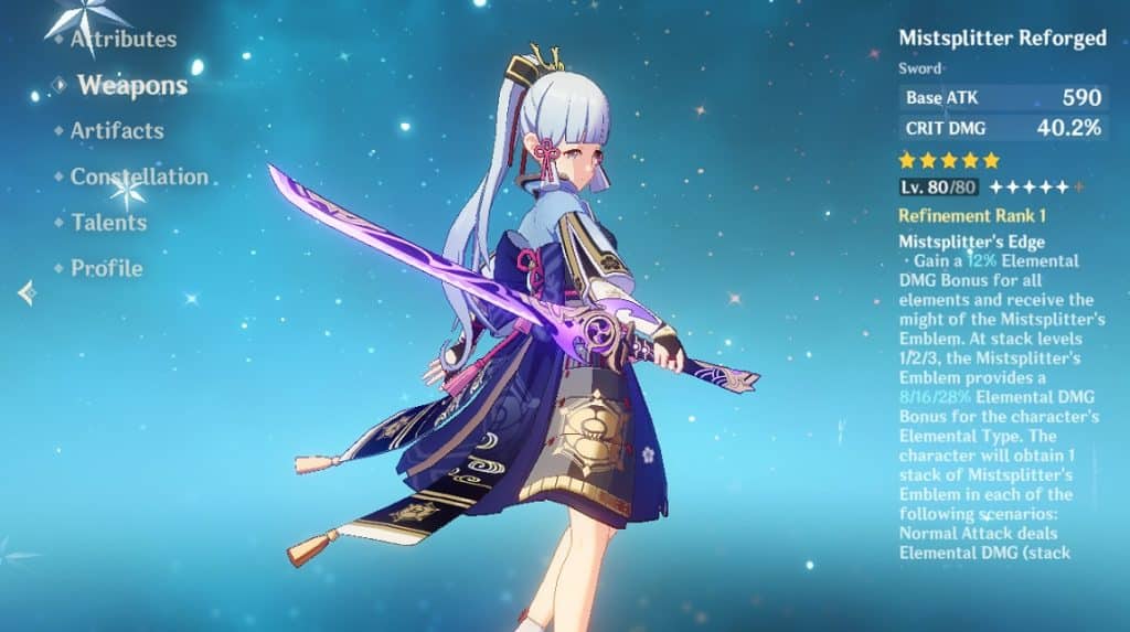 Best Character for Mistsplitter Reforged Genshin Impact