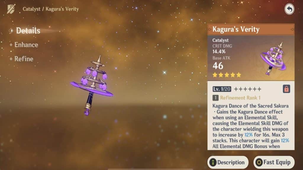 Kagura's Verity Genshin Impact: Stat, Material, Pengguna