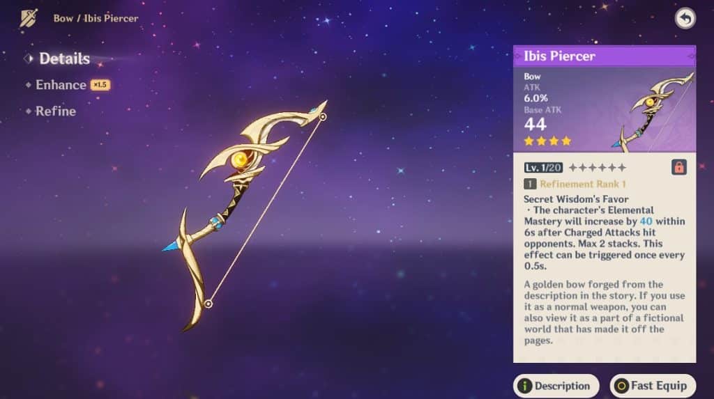 Ibis Piercer Genshin Impact: Stats, Materials, Character Recommendations
