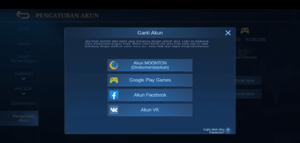 Login to Mobile Legends on a New Cellphone with an Old Account