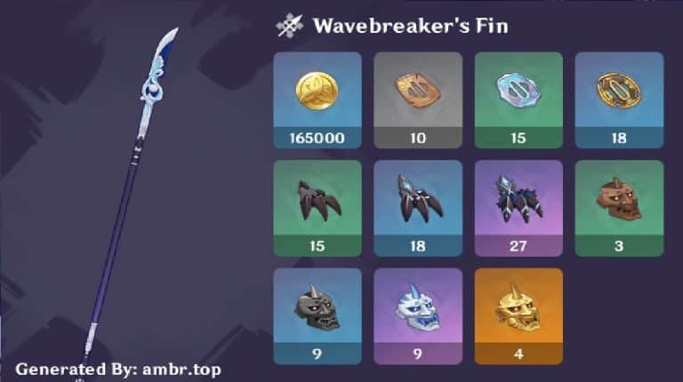 Wavebreaker Fin Genshin Impact: Stat, Material, Pengguna