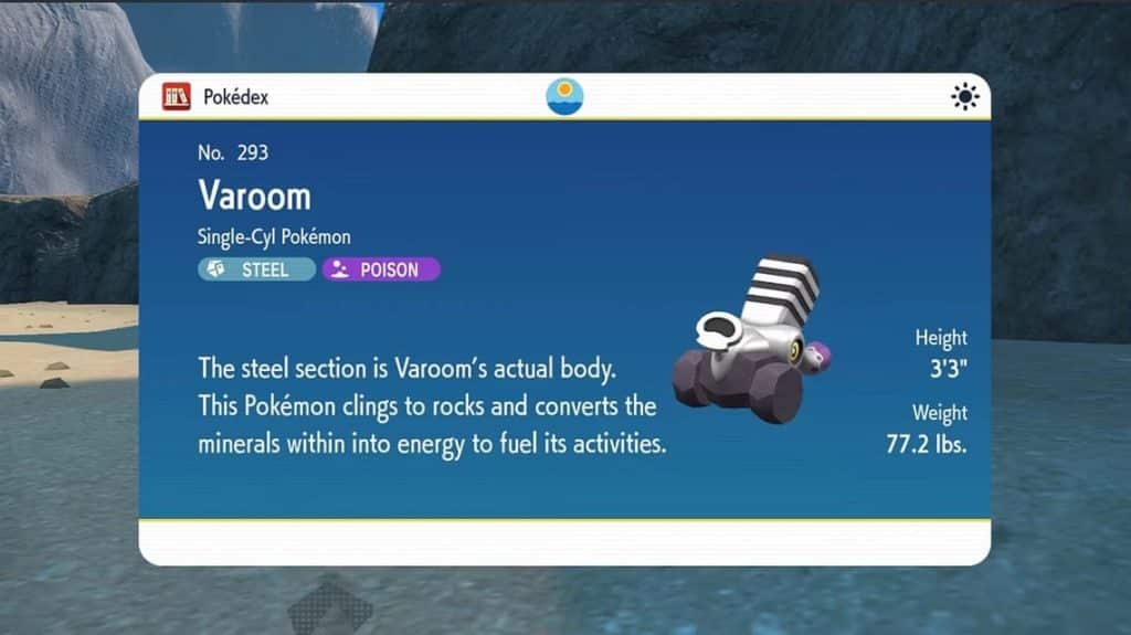 Get to know Varoom, a Mixed Steel and Poison Type Pokemon