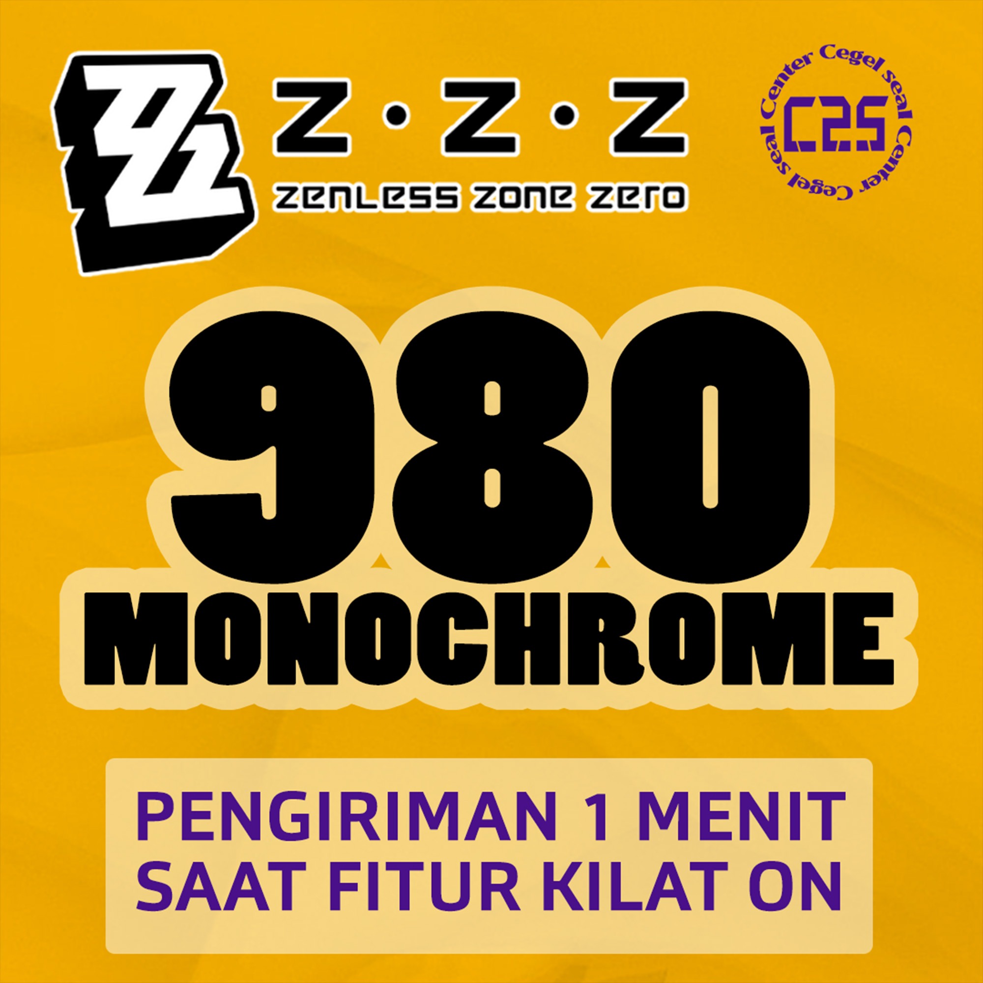 Jual 980 Monochrome Zenless Zone Zero Center Cegel Seal | VCGamers