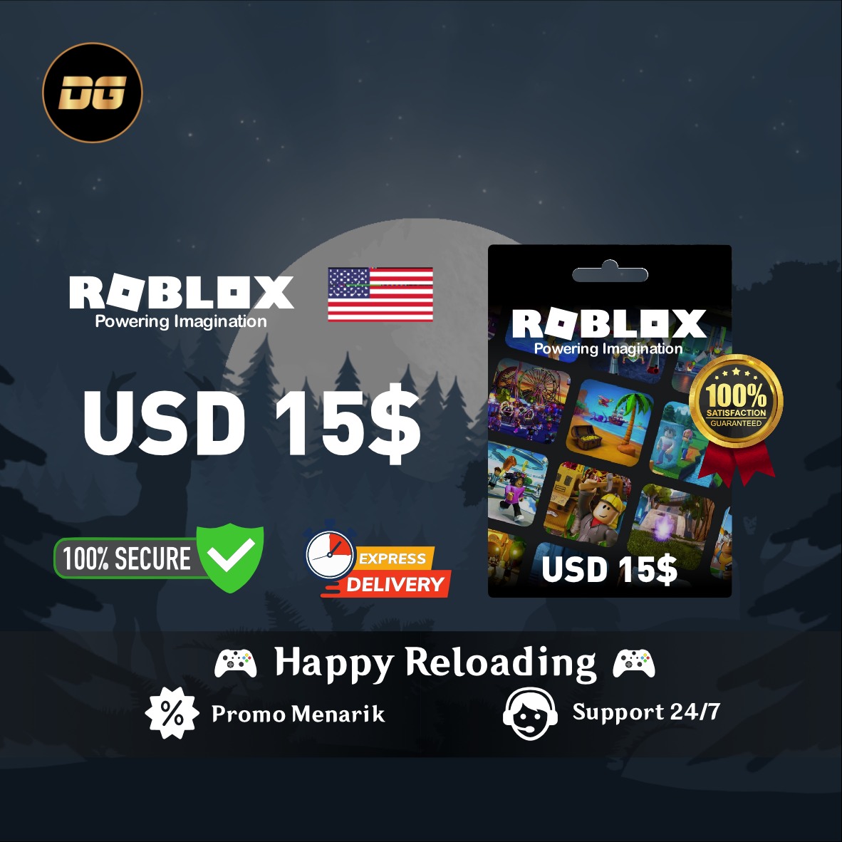 Jual Gift Card Roblox USD $15 Roblox degamingstore | VCGamers