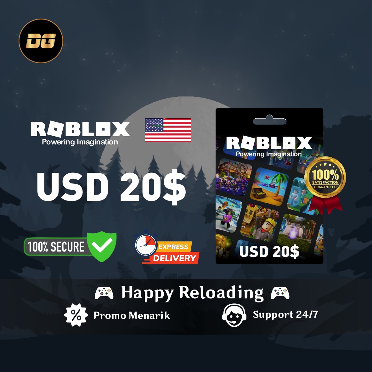 Jual Gift Card Roblox USD $20 Roblox degamingstore | VCGamers