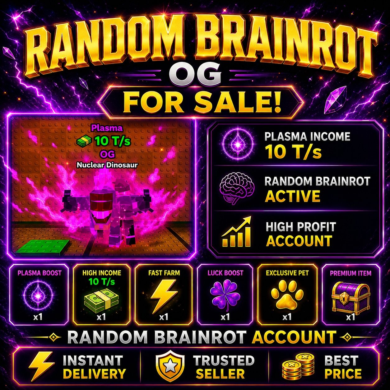 Jual Brainrot 75T/S Kick a Lucky Block - Roblox Molten Store | VCGamers