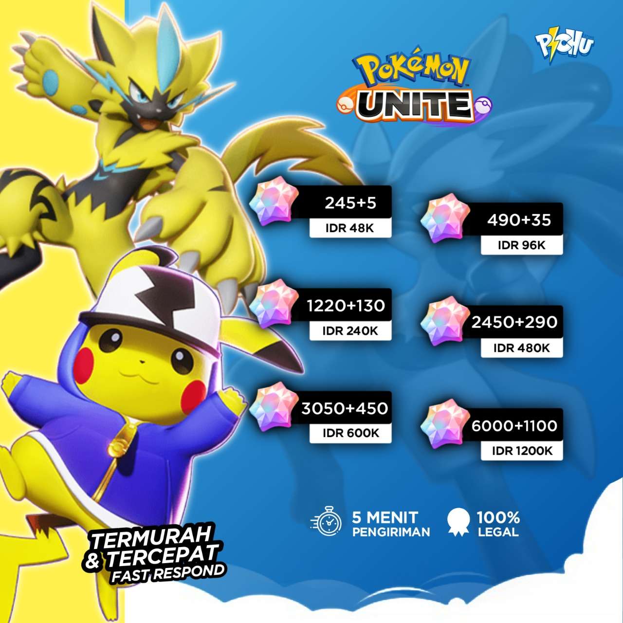 Jual 3050 (+ Bonus 450) Aeos Gems Pokemon Unite | VCGamers