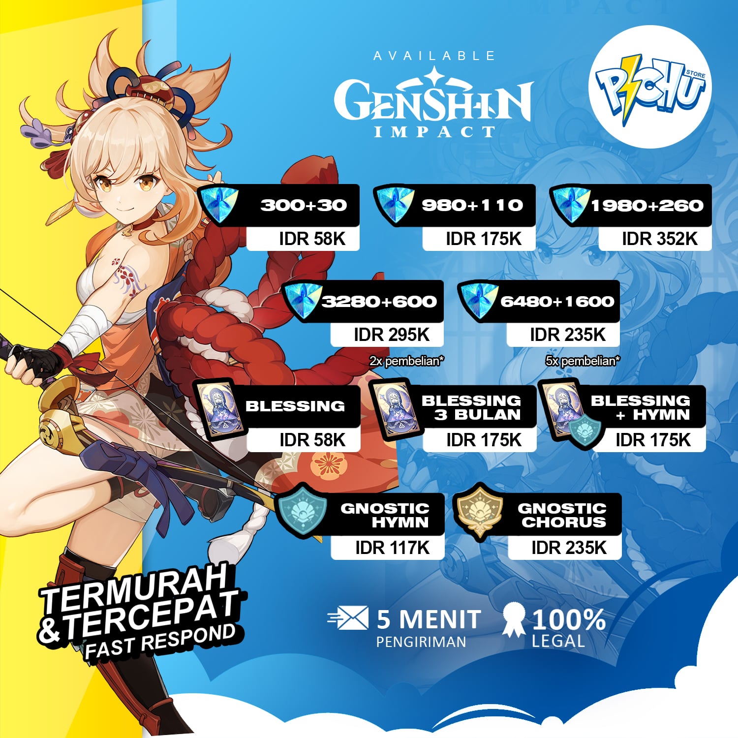 Jual Battle Pass Gnostic Chorus Genshin Impact PichuStore | VCGamers