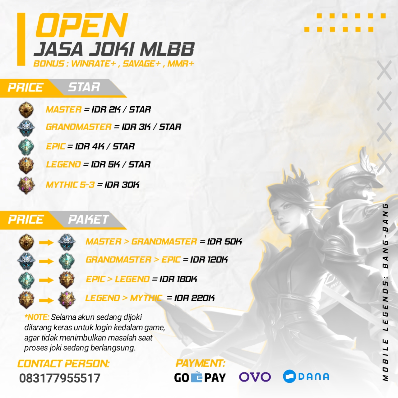 Jual Joki Master - Grandmaster Joki Mobile Legends Nesia Store | VCGamers