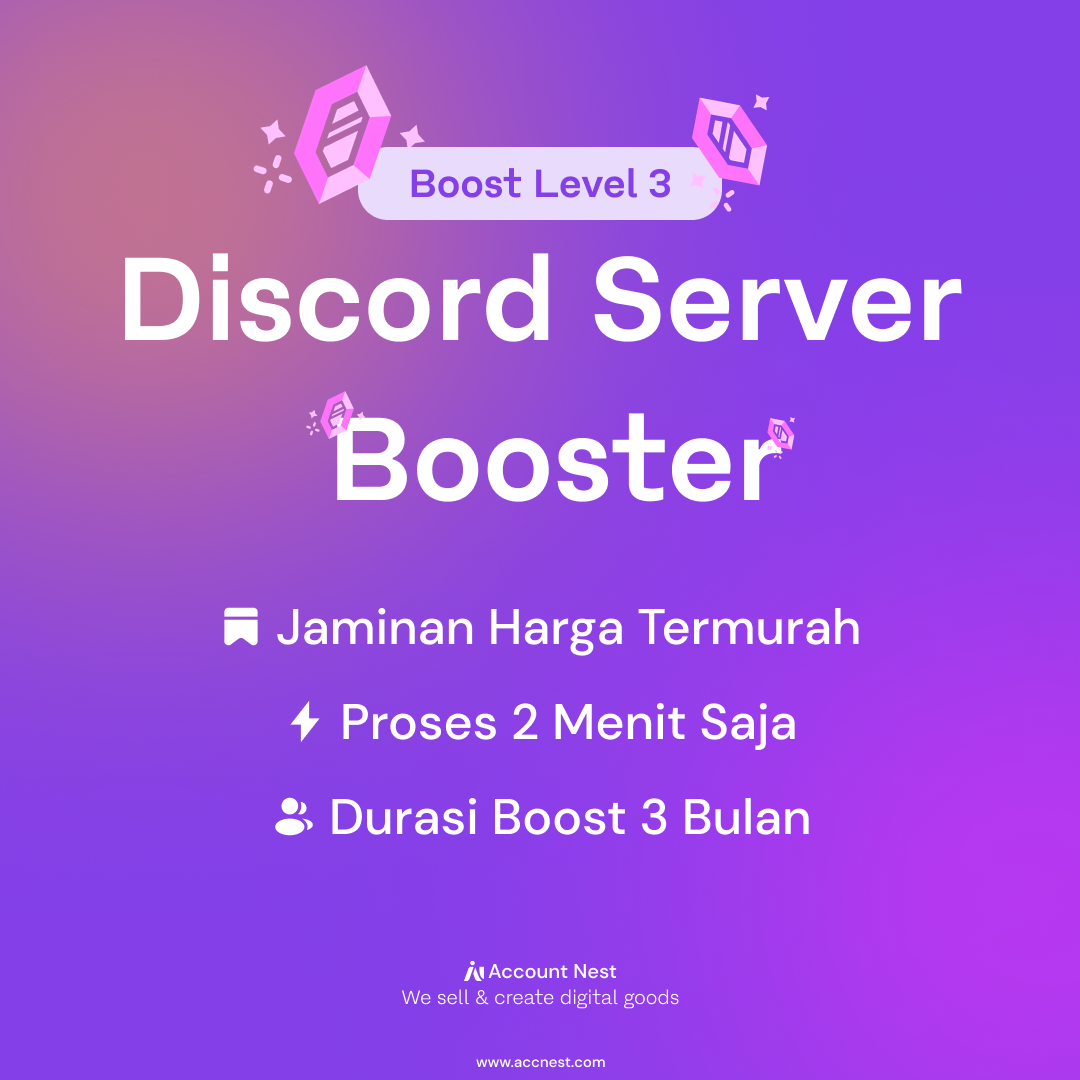 Jual Server Boost Level 3 Discord Account Nest | VCGamers