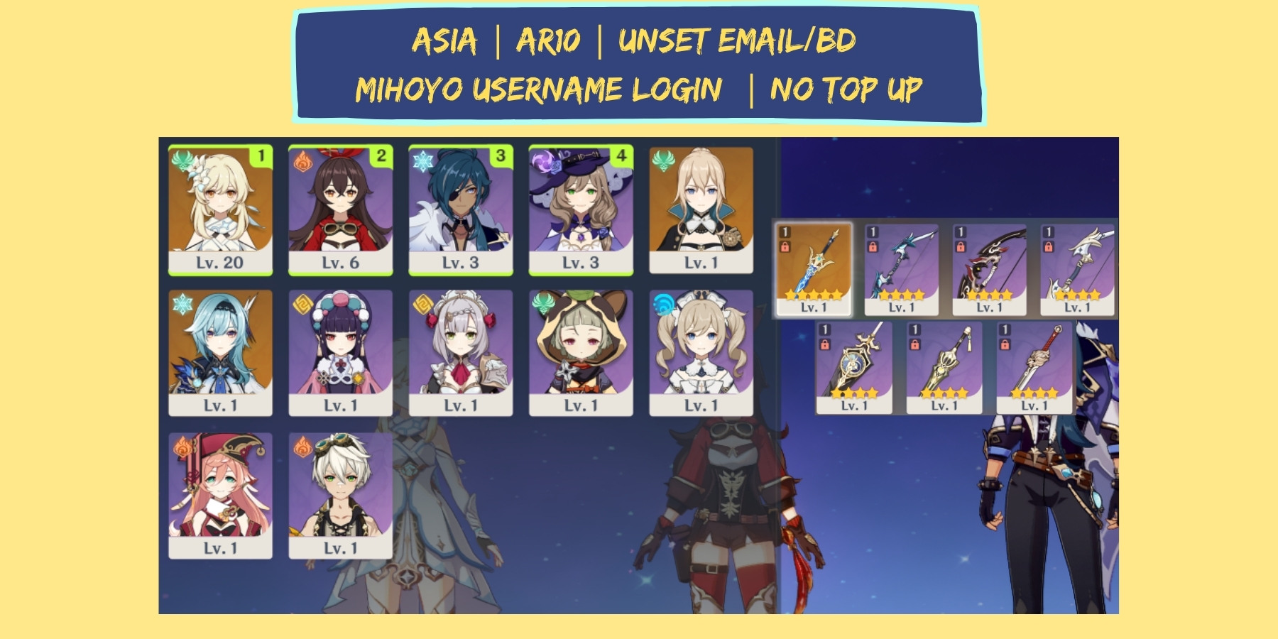 Jual [ASIA] Starter Eula Jean Freedom Sworn Genshin Impact | VCGamers