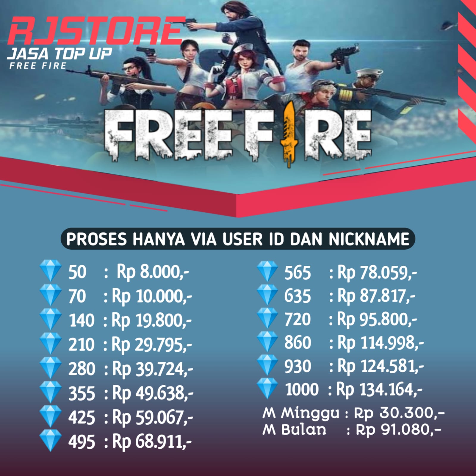 Jual 425 Diamonds Free Fire RJs | VCGamers