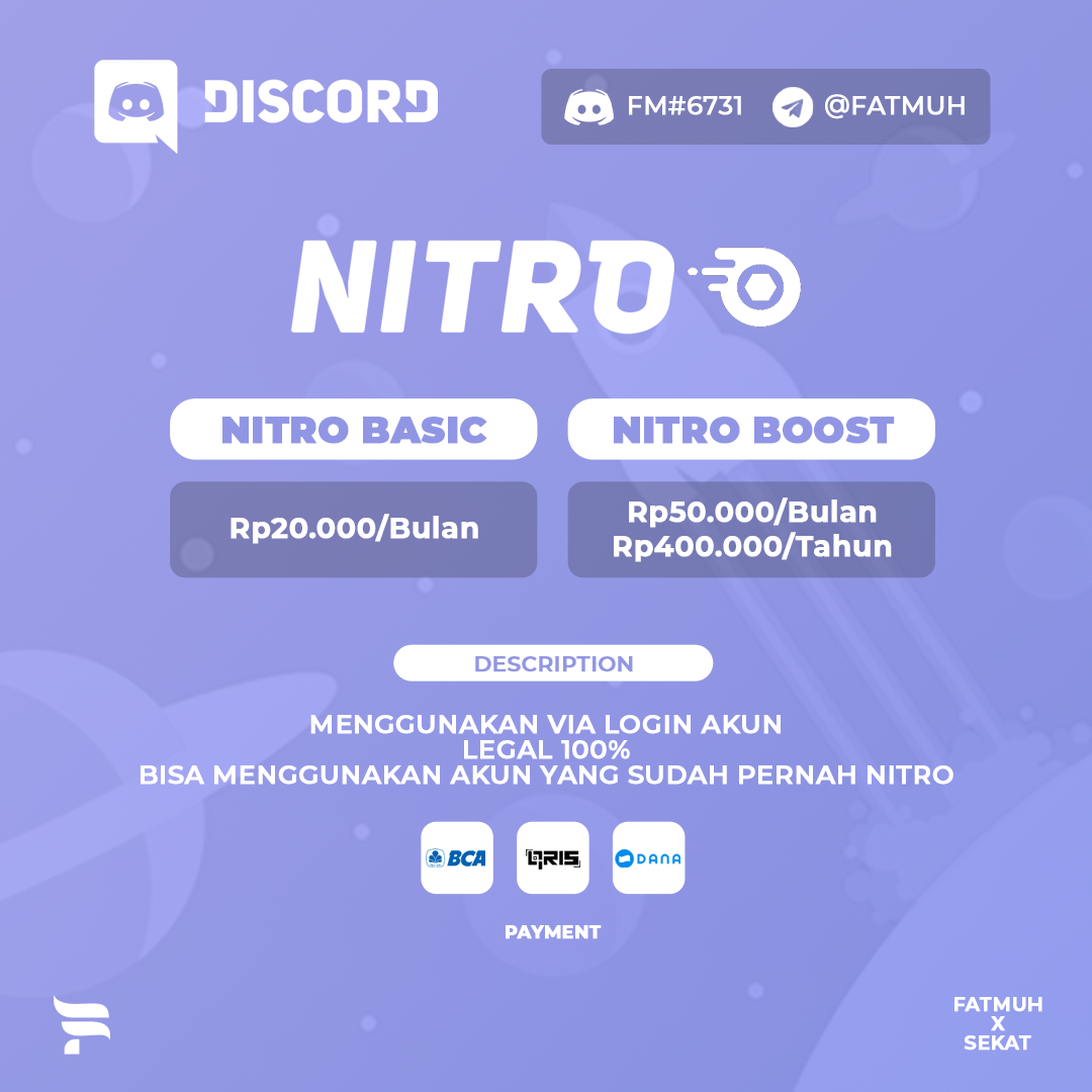 Jual Discord Nitro Classic 1 Bulan Discord FATMUH DEV | VCGamers