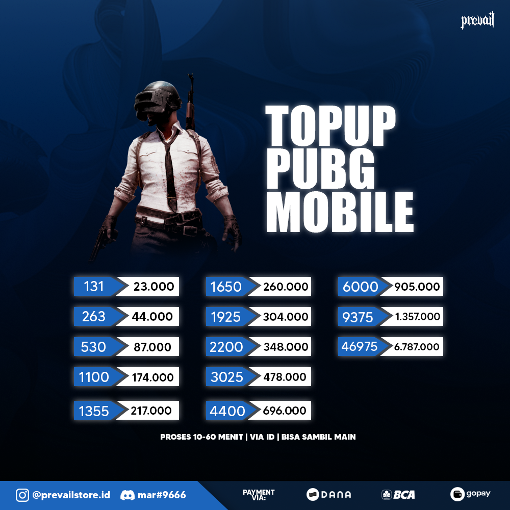 Jual 130 UC PUBG Mobile Prevail Store | VCGamers