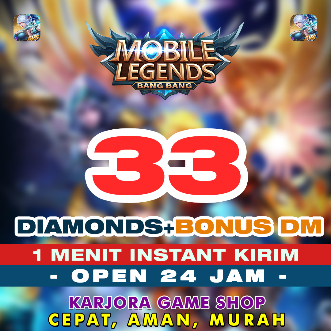Jual 33 Diamonds Mobile Legends Karjora Game Shop | VCGamers