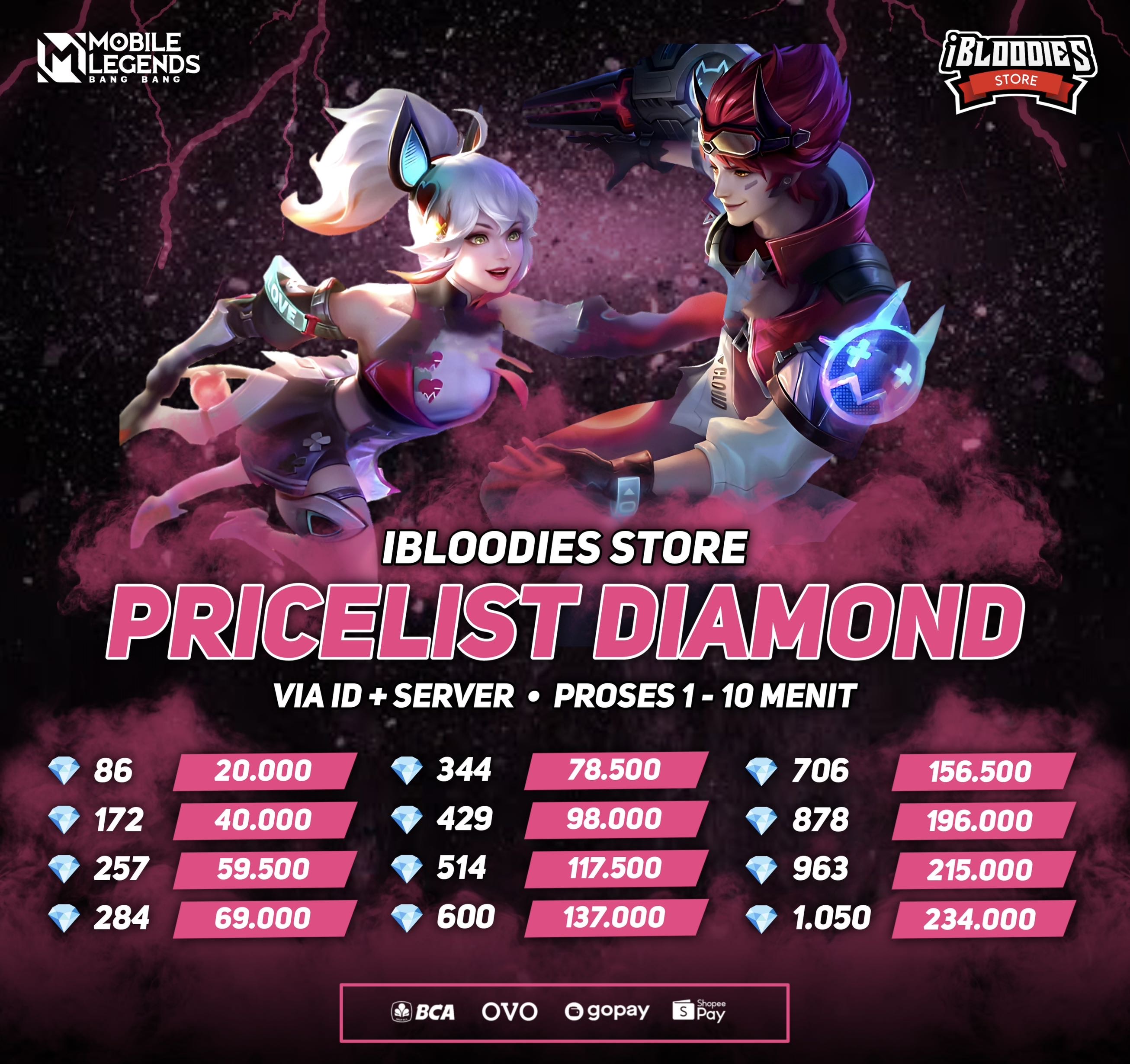Jual 257 Diamonds Mobile Legends iBloodies.Store | VCGamers