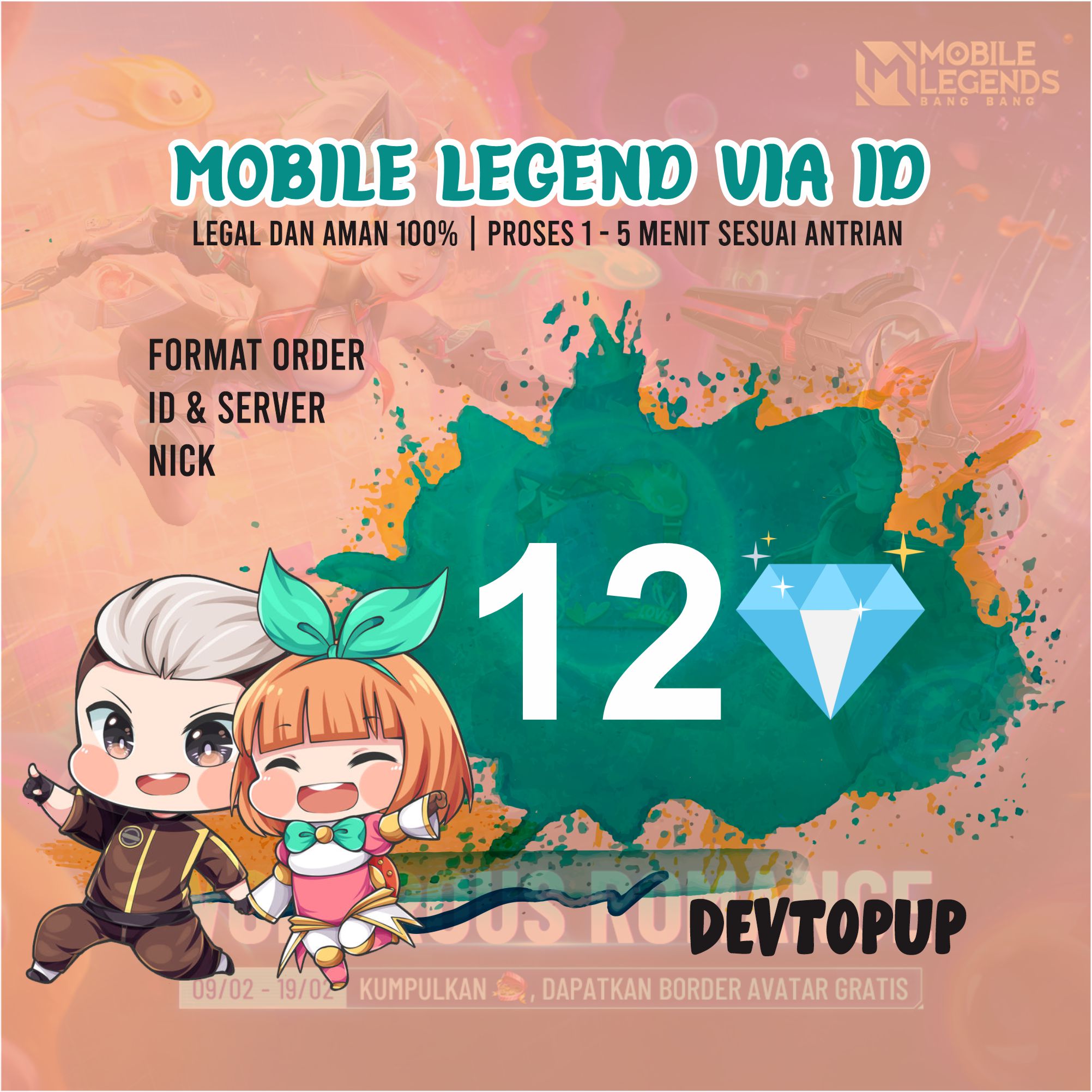 Jual 12 Diamonds Mobile Legends devtopup | VCGamers