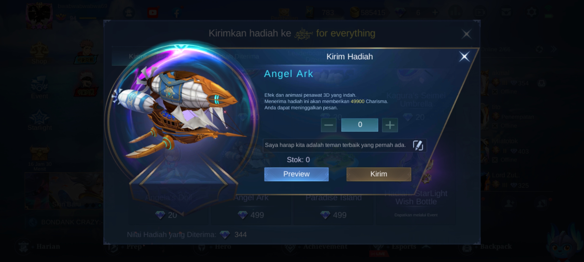 Jual Angel Ark Mobile Legends Too Store | VCGamers