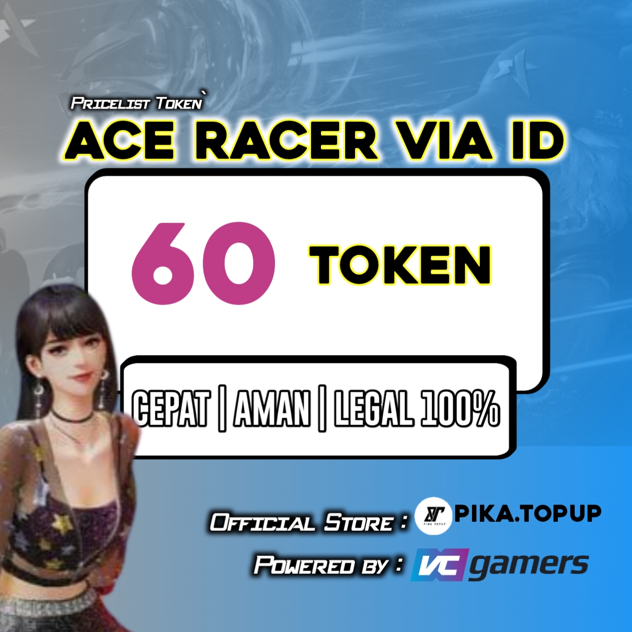 Jual 60 Tokens Ace Racer PIKA.TOPUP | VCGamers