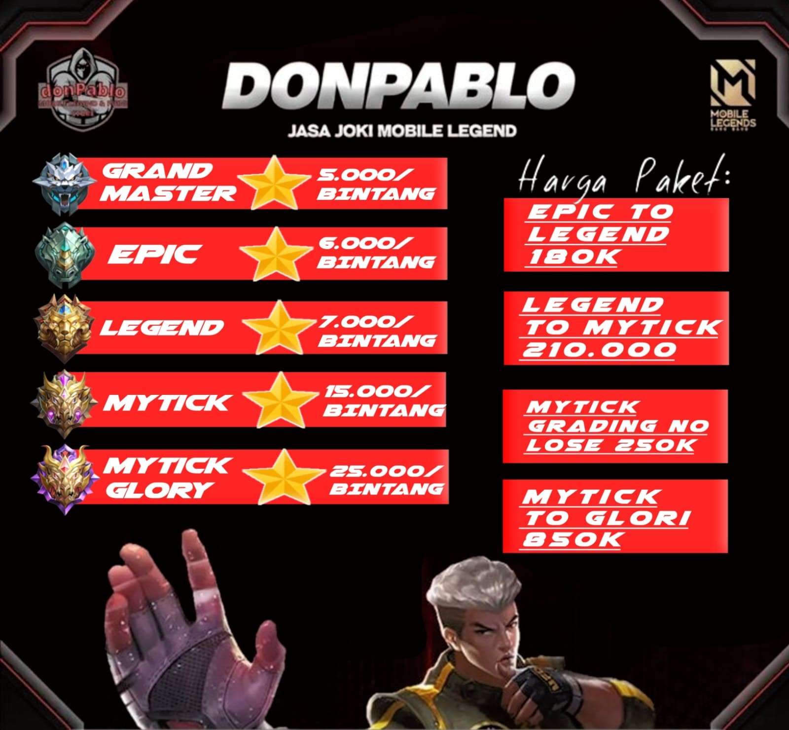 Jual Legend Perbintang Mobile Legends | VCGamers