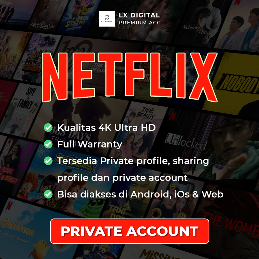 Jual Private 1 Bulan 4 Layar - Netflix Netflix LX DIGITAL | VCGamers