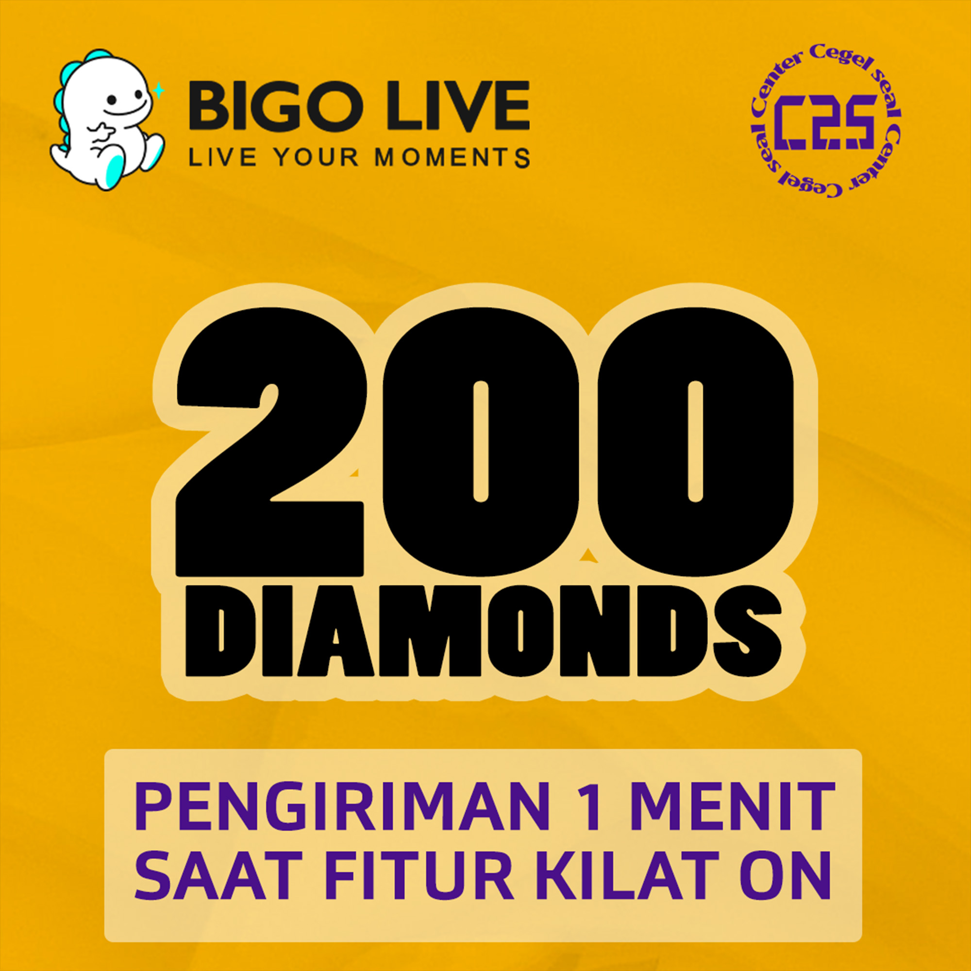 Jual 200 Diamonds Bigo Live Center Cegel Seal | VCGamers